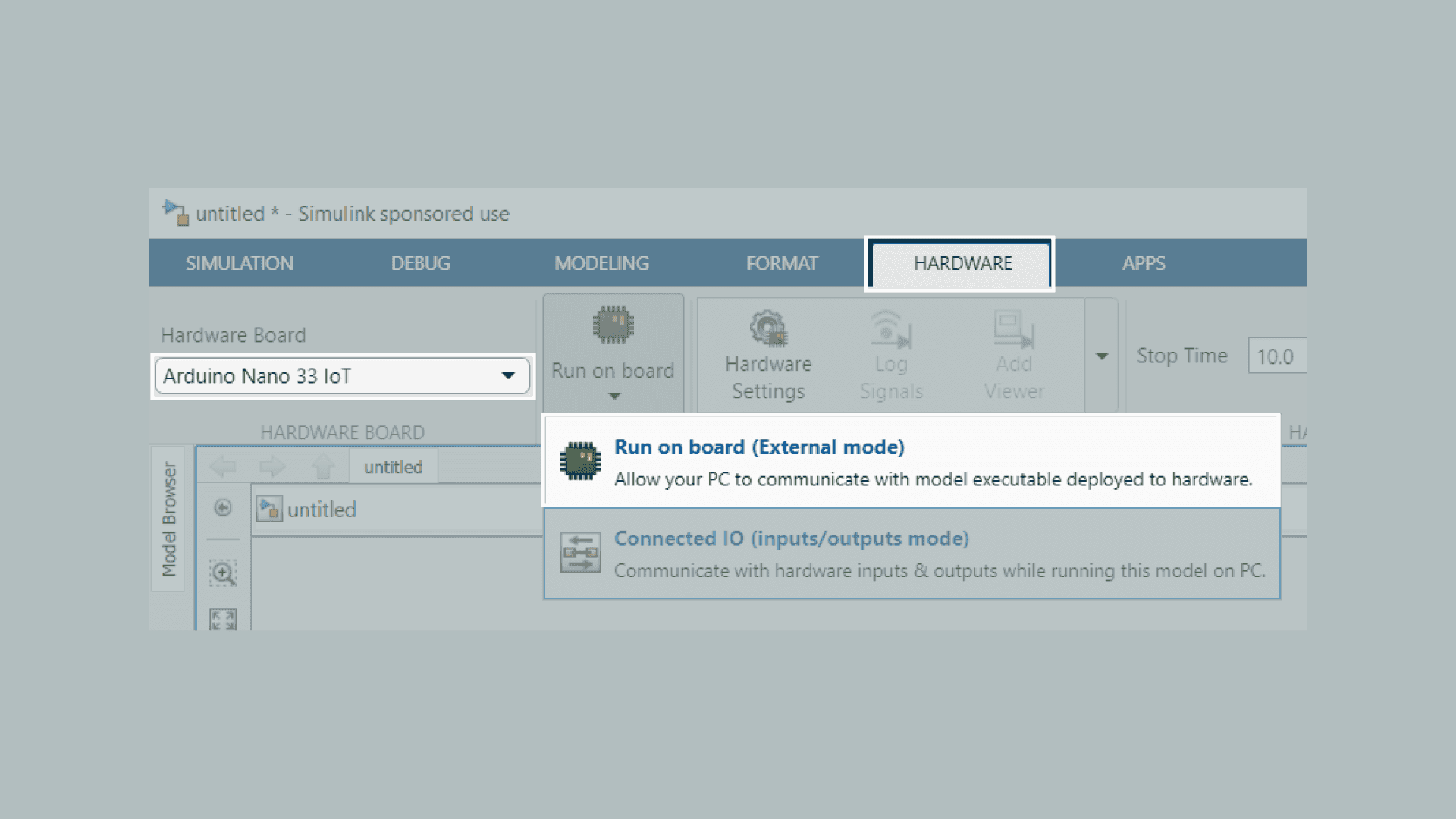 Configure Model In External Mode